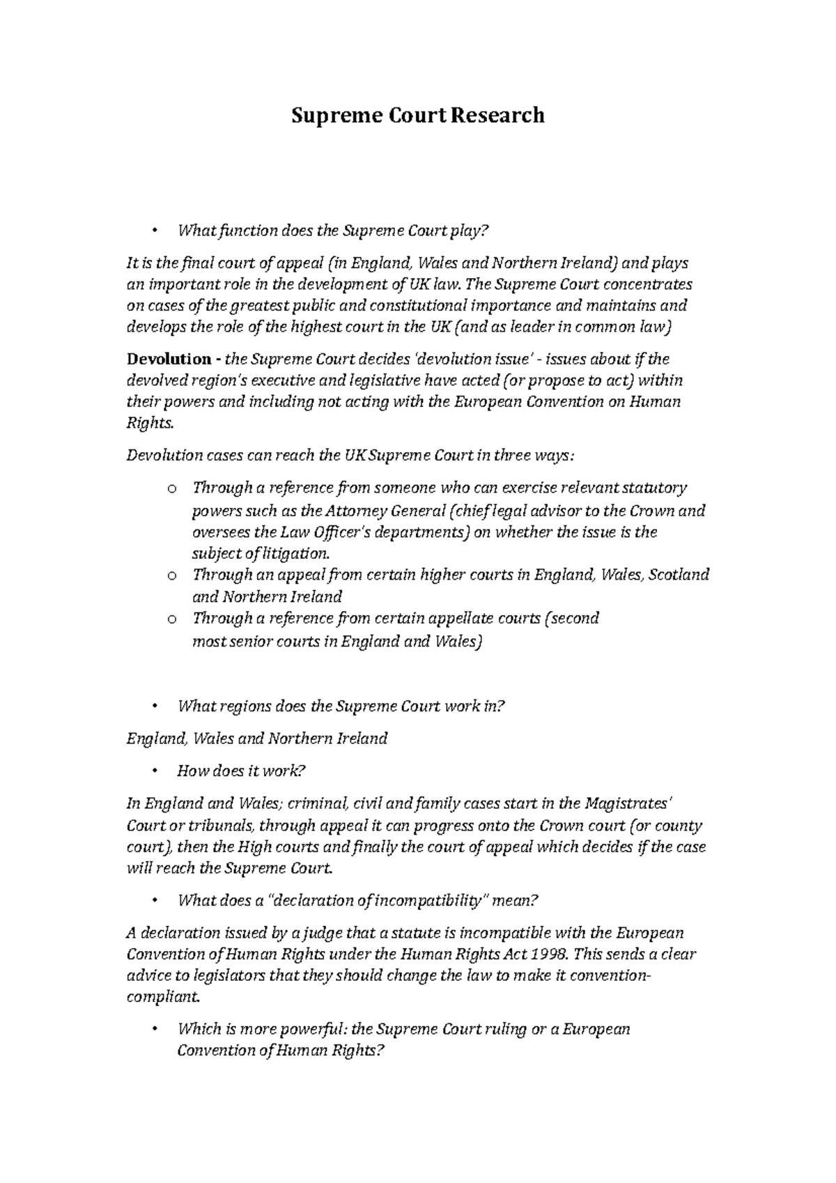 Supreme Court Research - Supreme Court Research What function does the ...