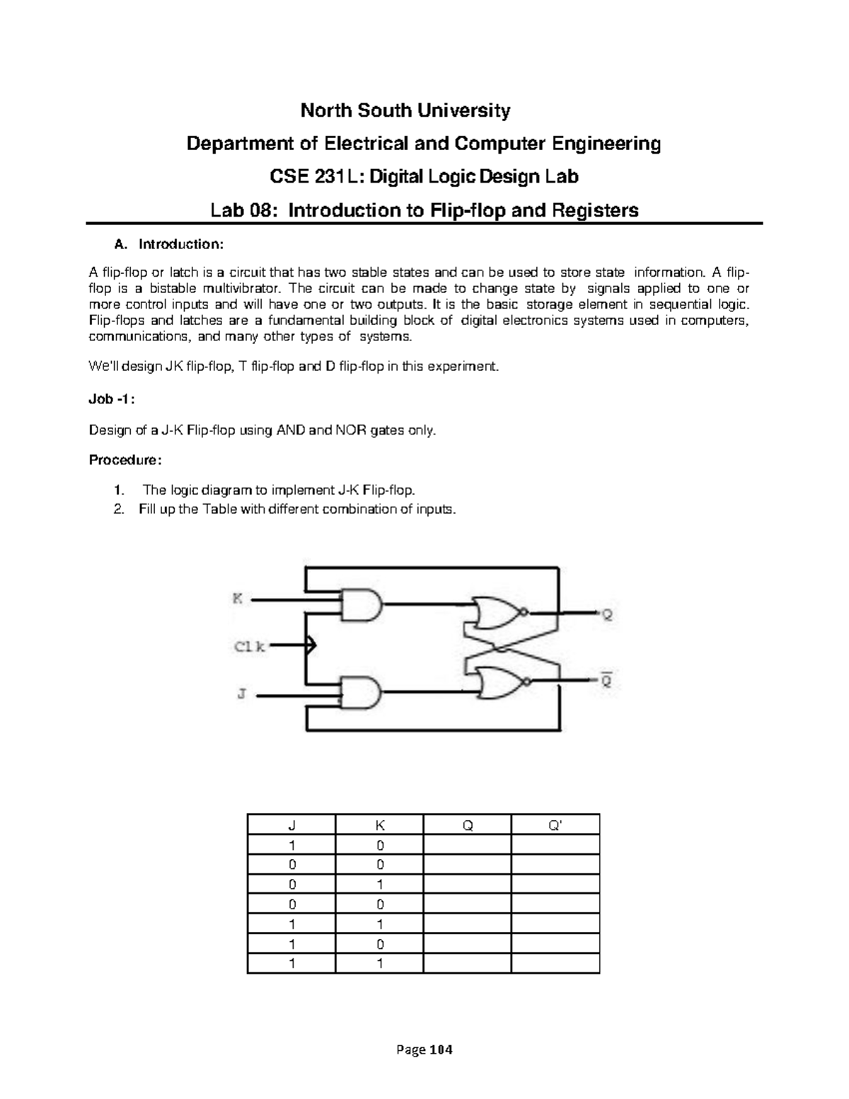 231 Lab 08 - North South University Department of Electrical and Computer Engineering CSE 231L ...
