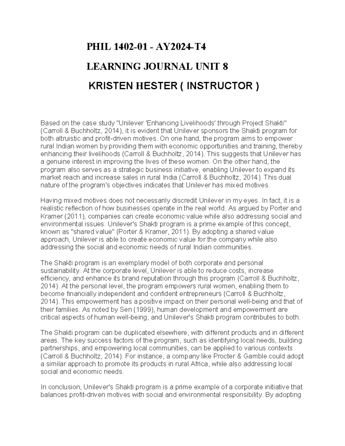 LJ8 - PHIL 1402-01 - AY2024-T LEARNING JOURNAL UNIT 8 KRISTEN HESTER ...