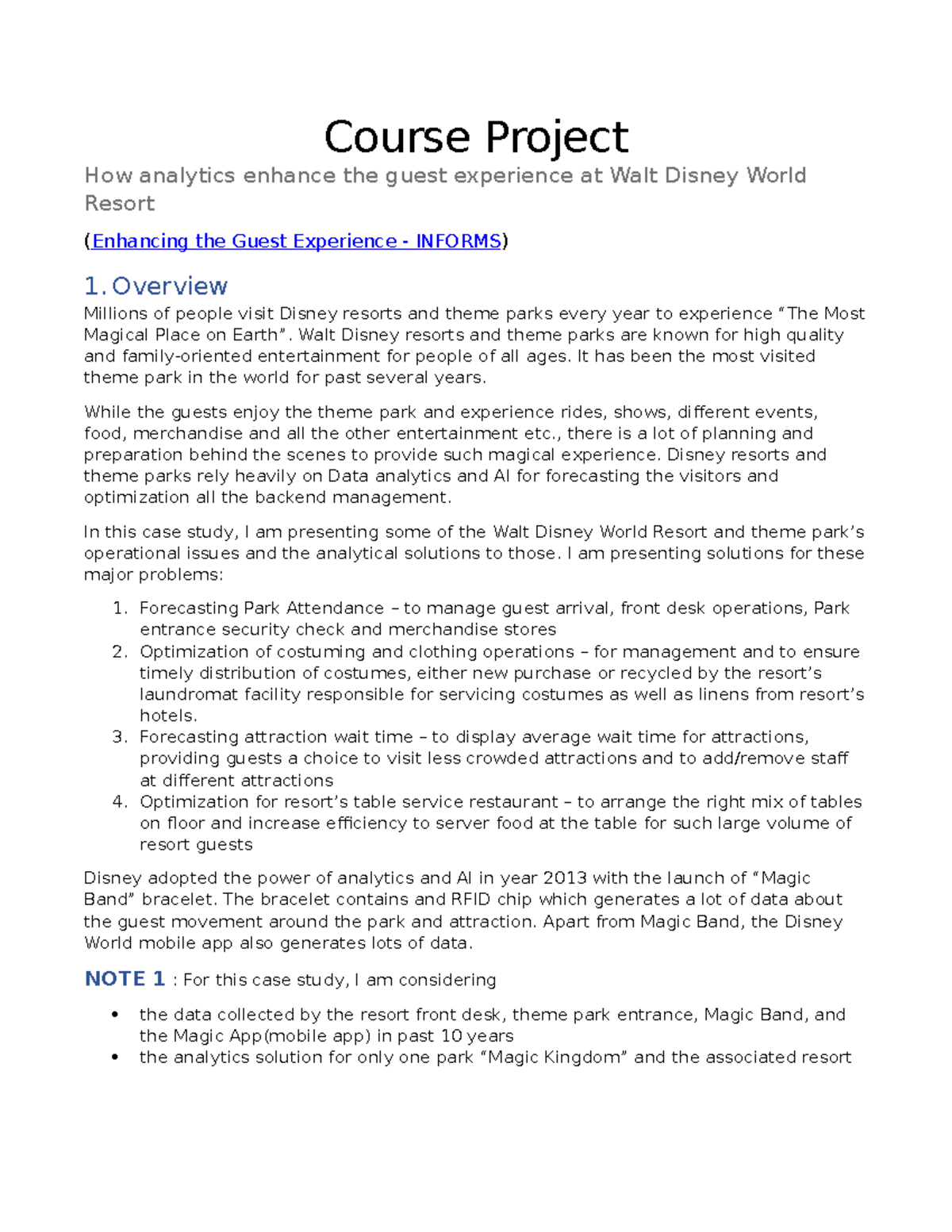 Course Project - Course Project How analytics enhance the guest ...
