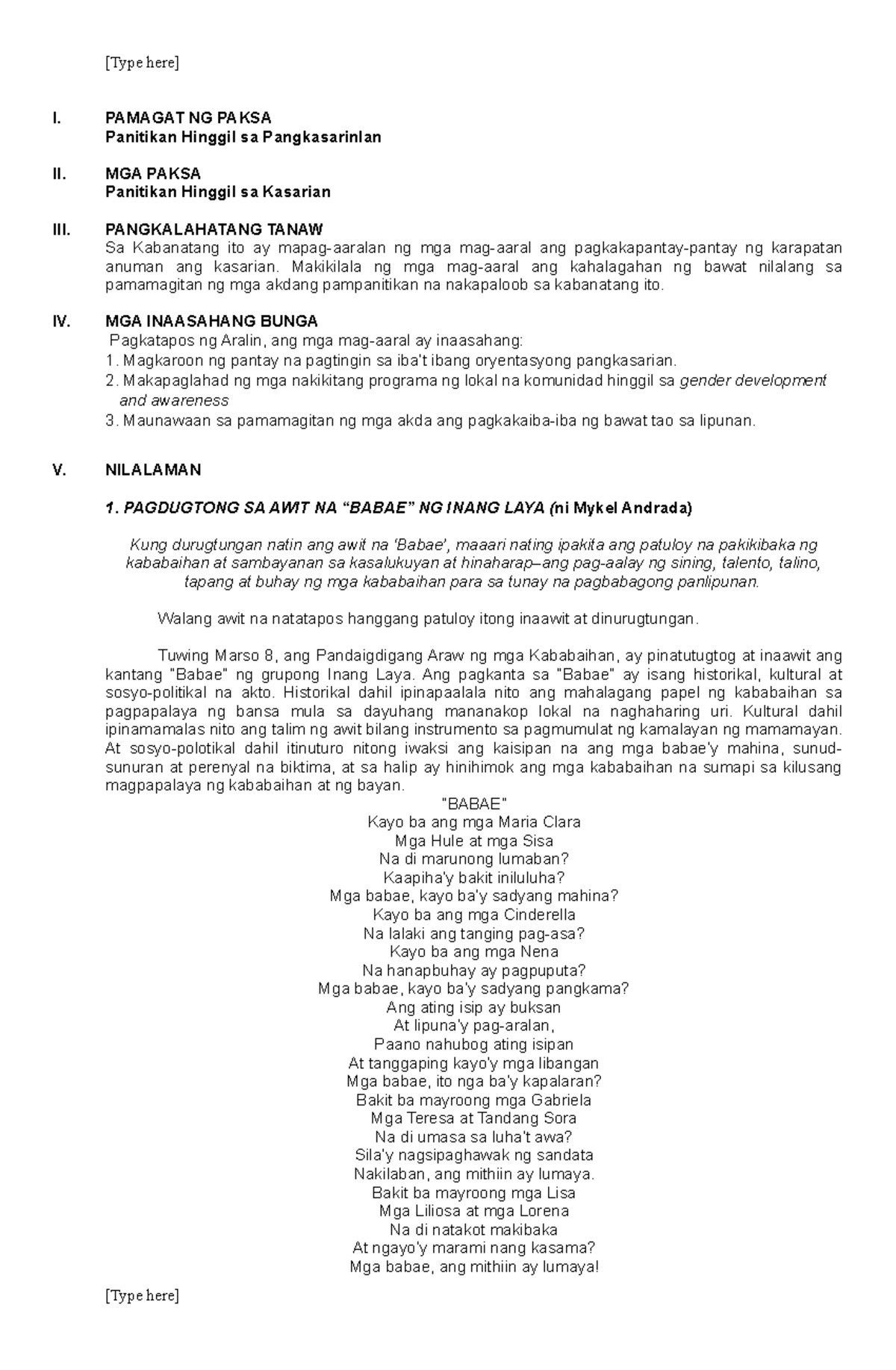 IM 5 chapter 5 - Sosyedad at Literatura Lecture Notes - I. PAMAGAT NG ...