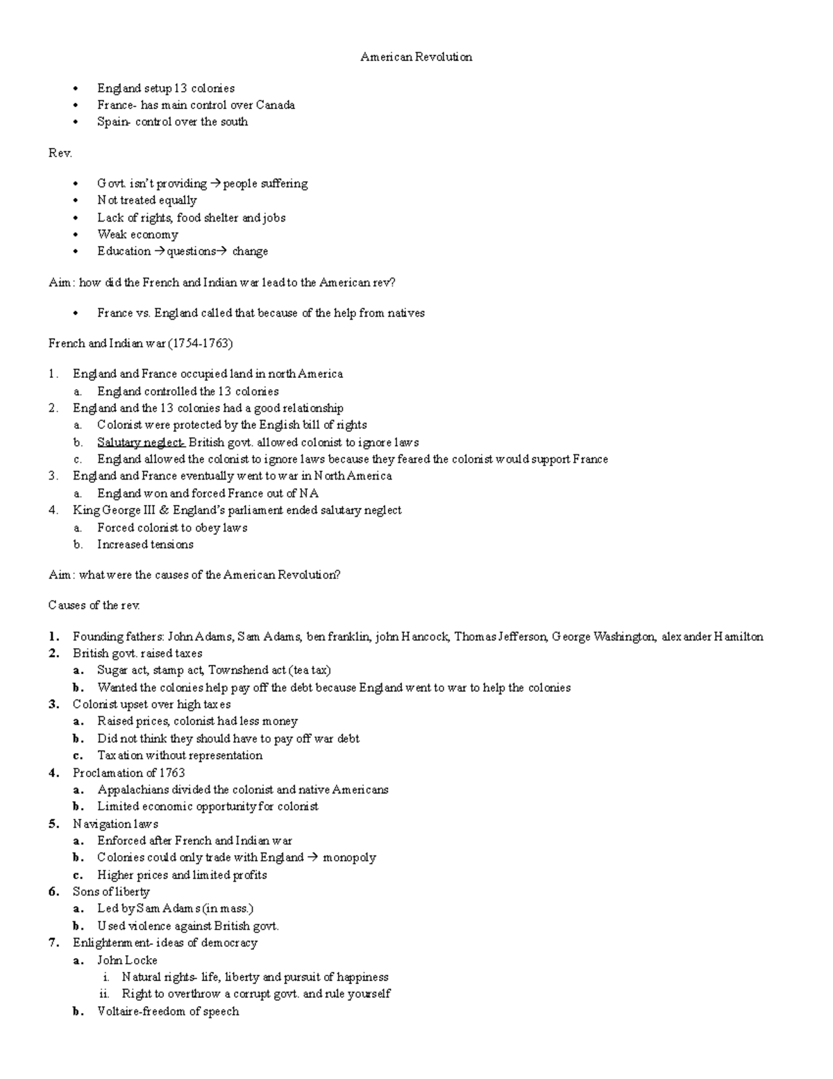 American history - American Revolution England setup 13 colonies France ...