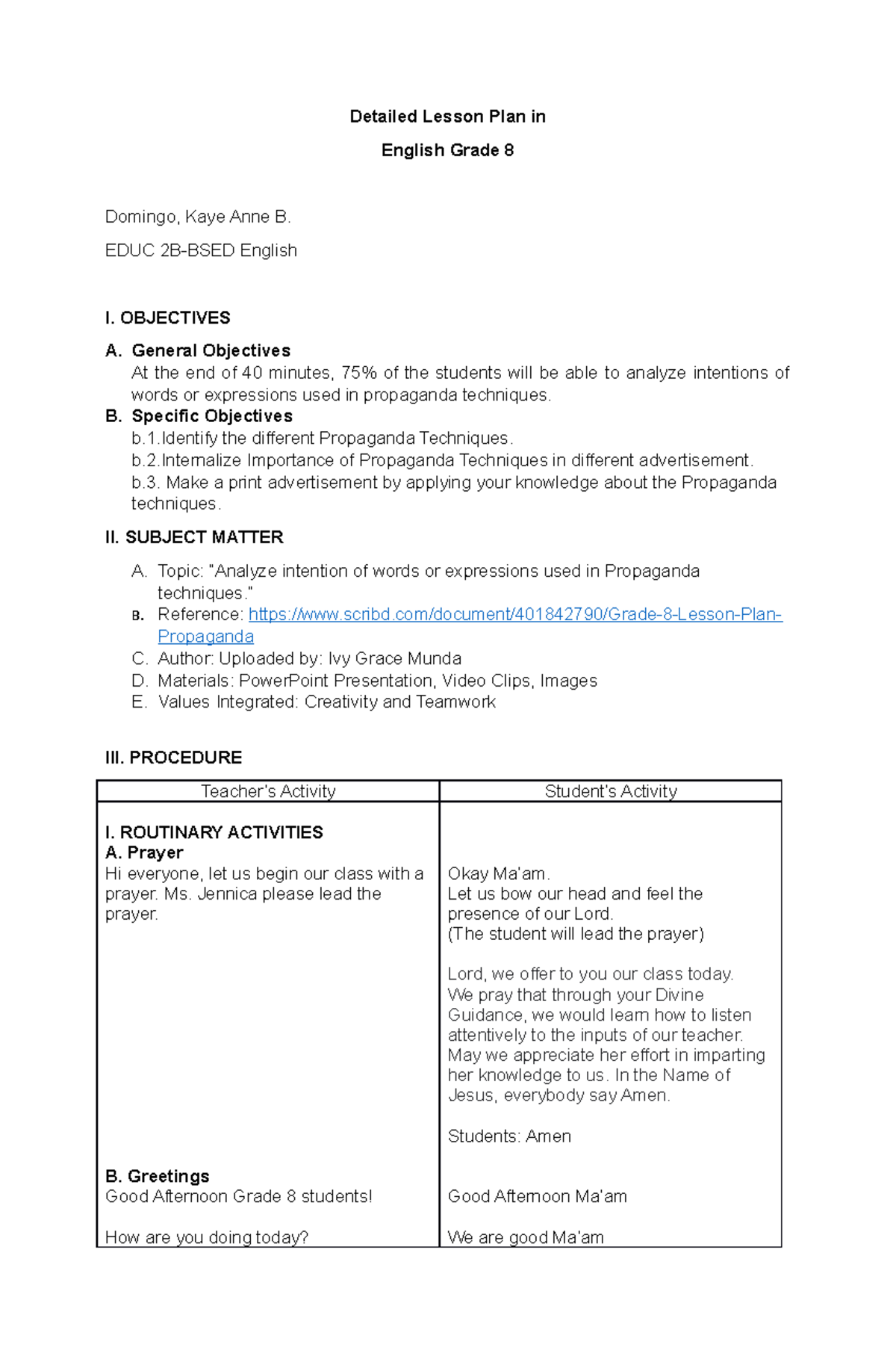 Kaye Anne Domingo DLP - Its a detailed lesson plan for those who take ...