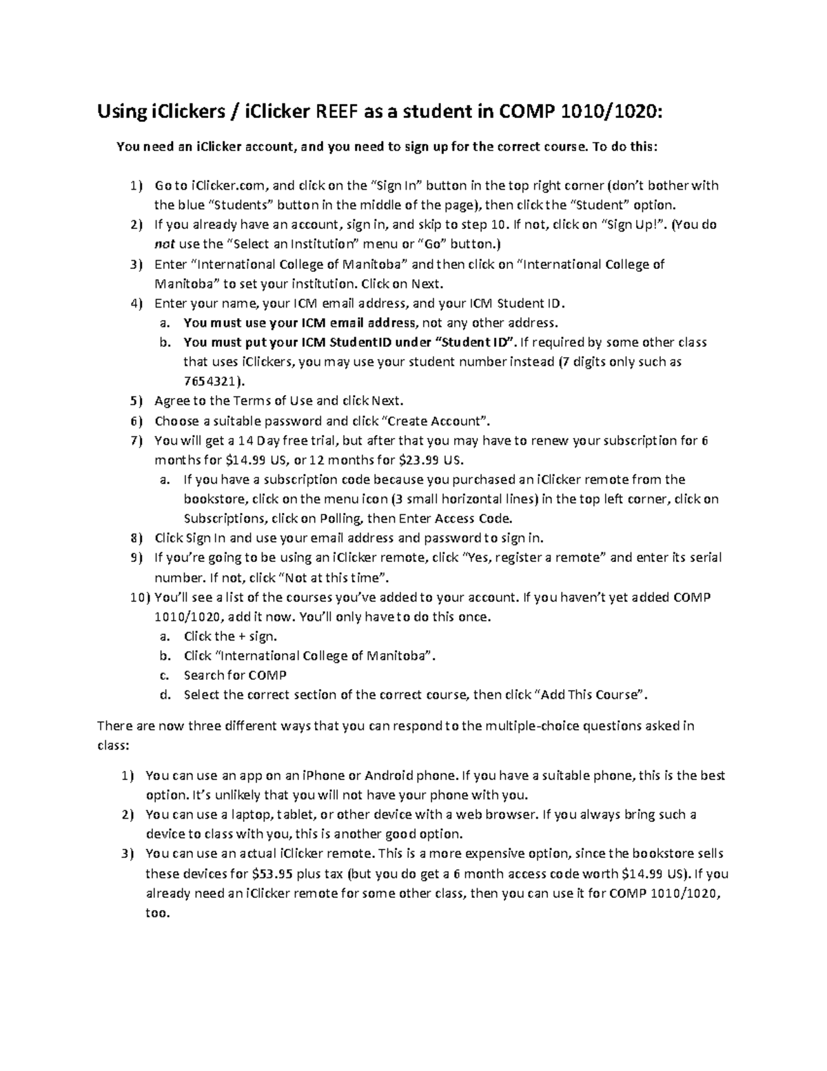 Using REEF Polling - ddddd - Using iClickers / iClicker REEF as a ...