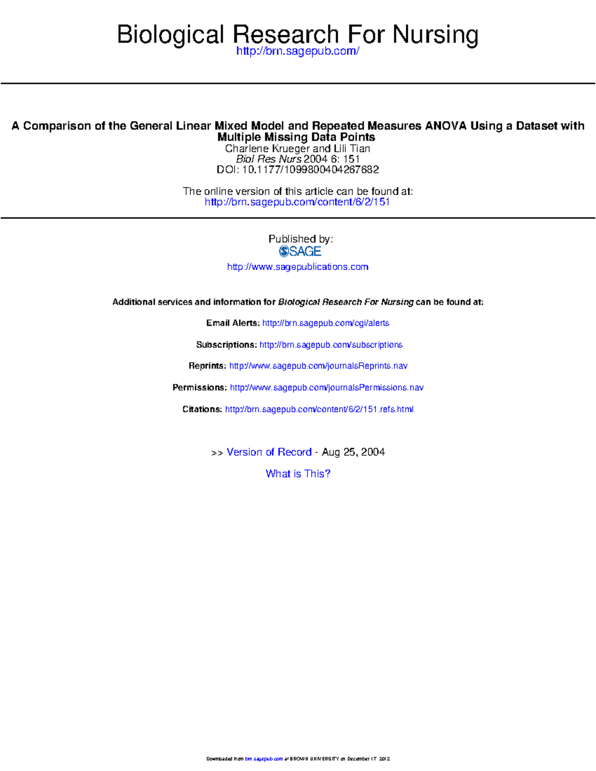 Krueger journal - brn.sagepub/ Biological Research For Nursing brn ...