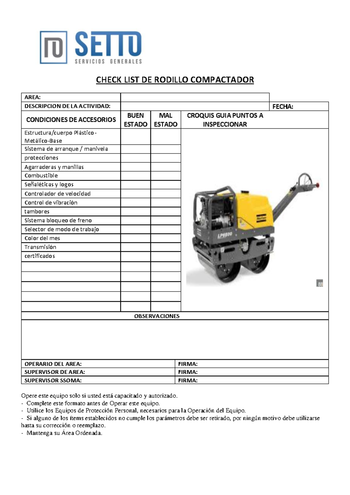 Check LIST DE Rodillo Compactador - CHECK LIST DE RODILLO COMPACTADOR ...