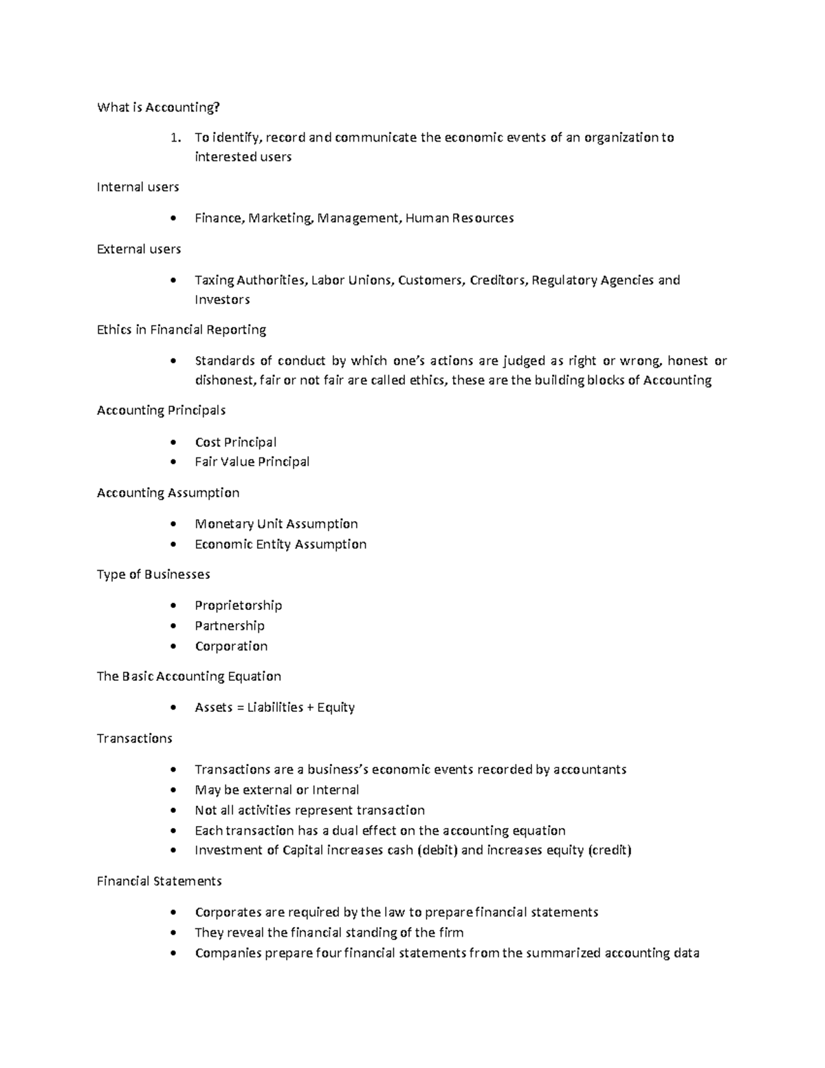 Accounting Lecture 1 - What is Accounting? 1. To identify, record and ...