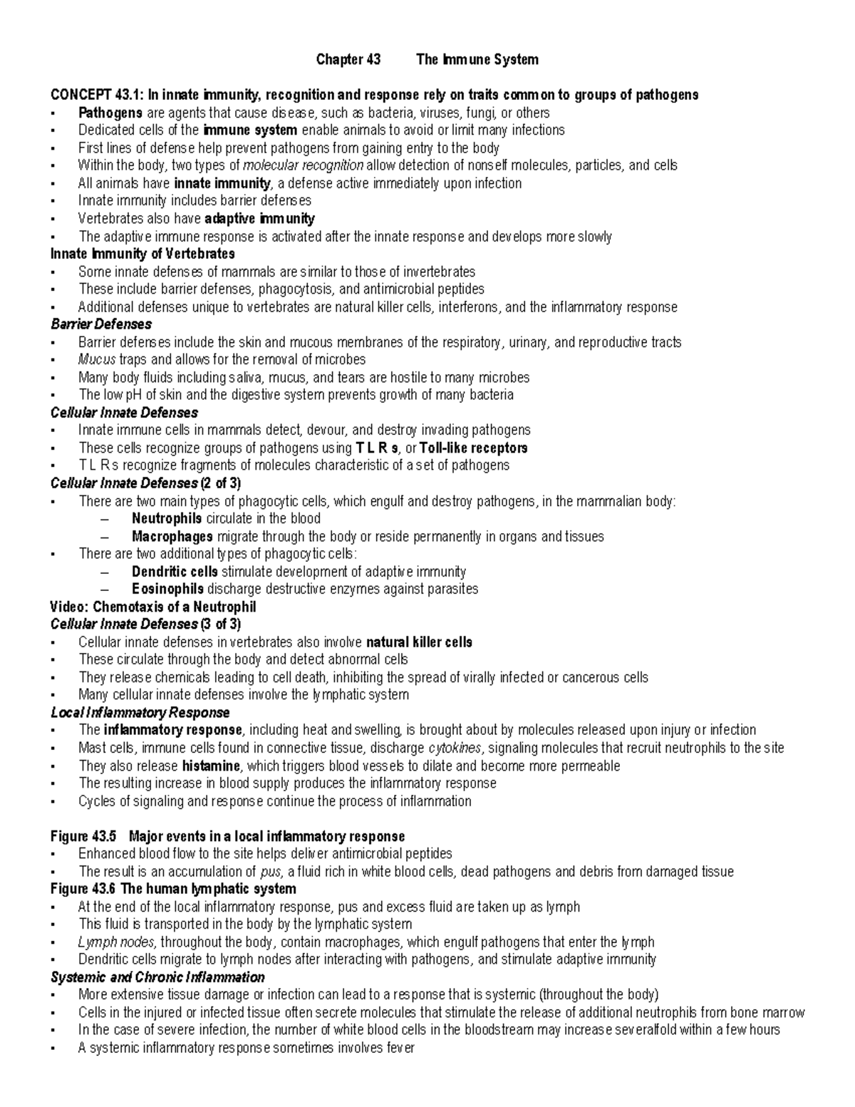 43 The Human Immune System - Chapter 43 The Immune System CONCEPT 43 ...
