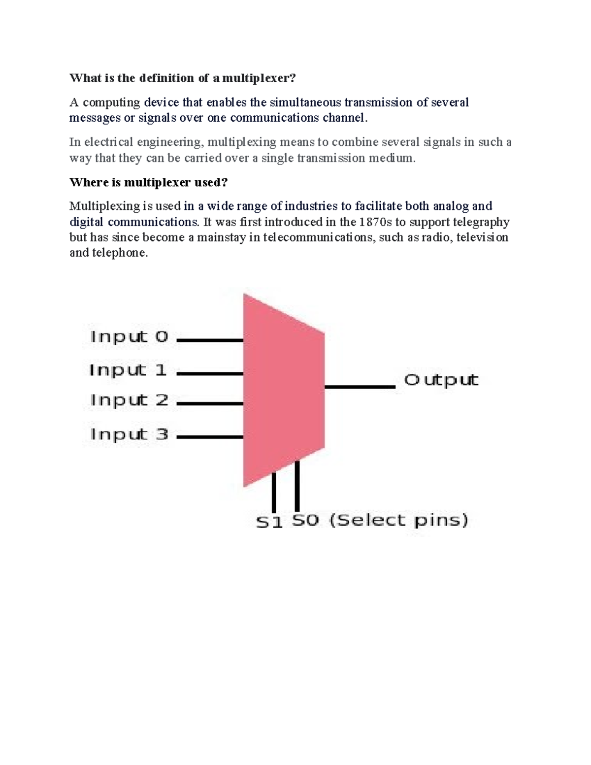 Multiplexers DLD-Final Term-1 - What is the definition of a multiplexer ...