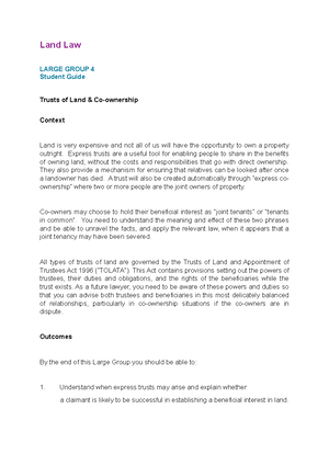 Land Law - Unit 2 - Third Party Rights over Land and Enforceability in ...