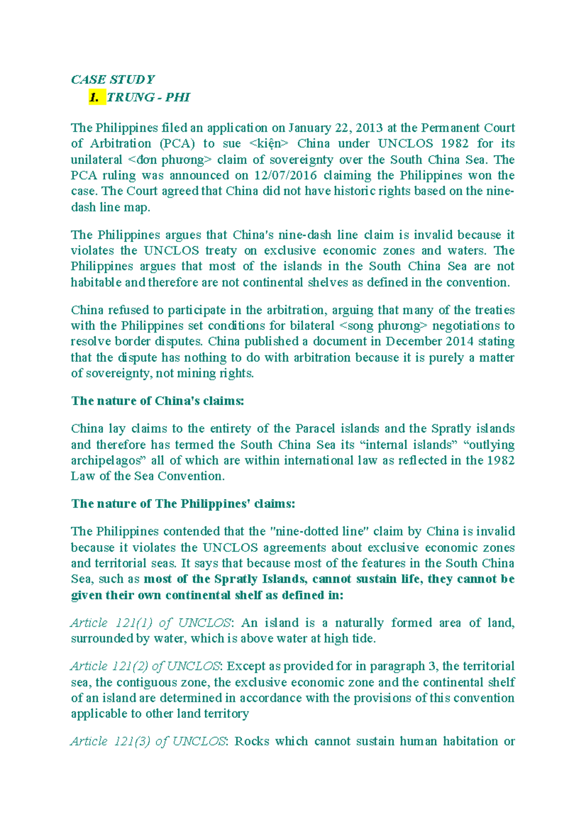 CASE Study International Economics tkhao cac nhom - CASE STUDY 1. TRUNG ...