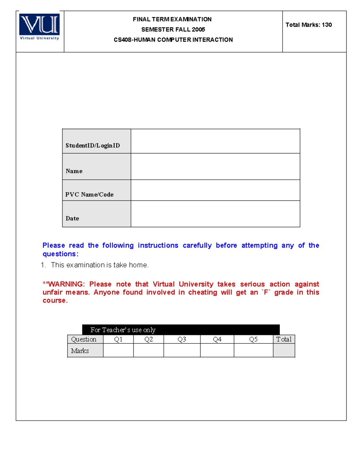 CS408 Final - MCQ's file - FINAL TERM EXAMINATION SEMESTER FALL 2005 CS408-HUMAN COMPUTER - Studocu