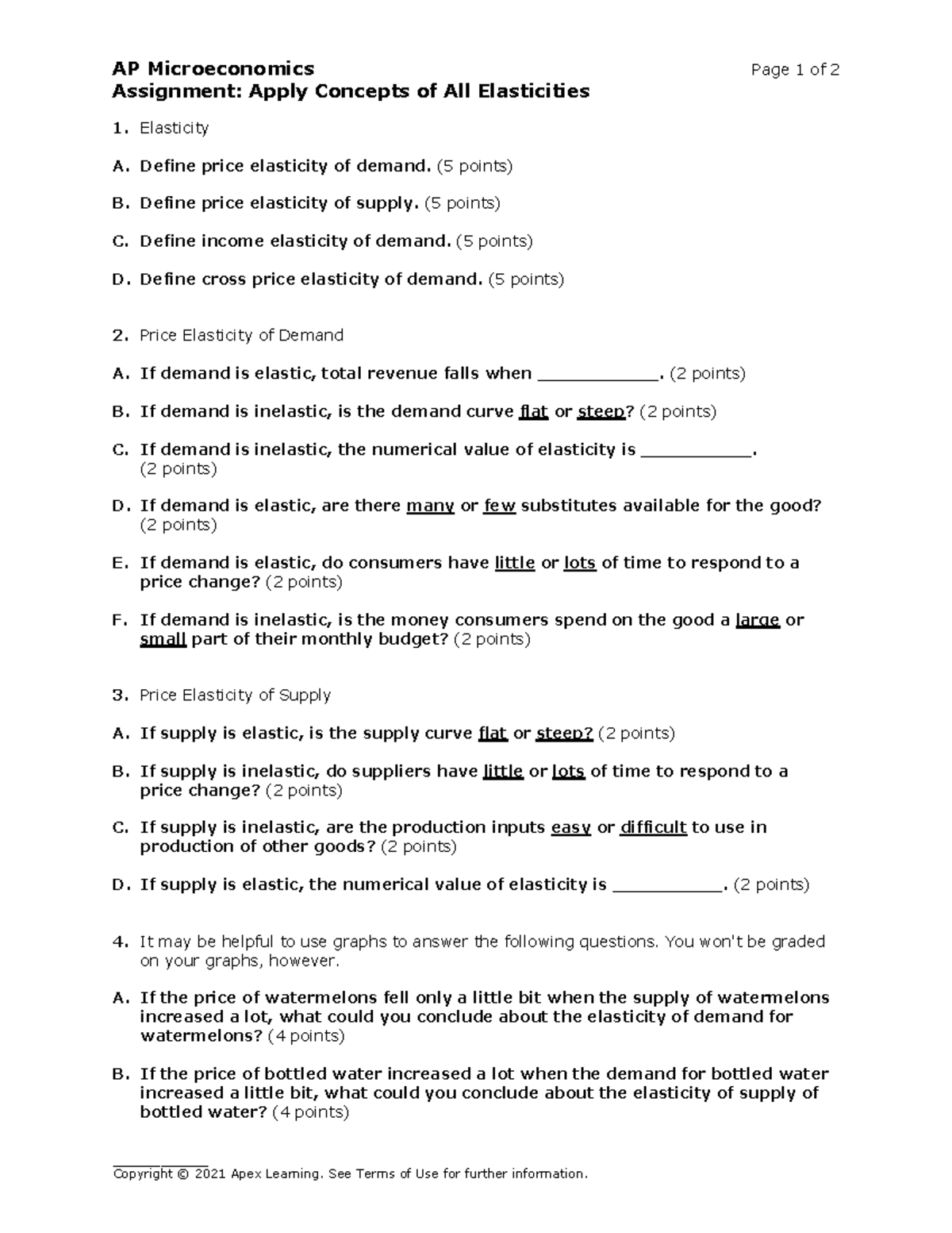 Homework Unit 5 - AP Microeconomics Assignment: Apply Concepts of All ...