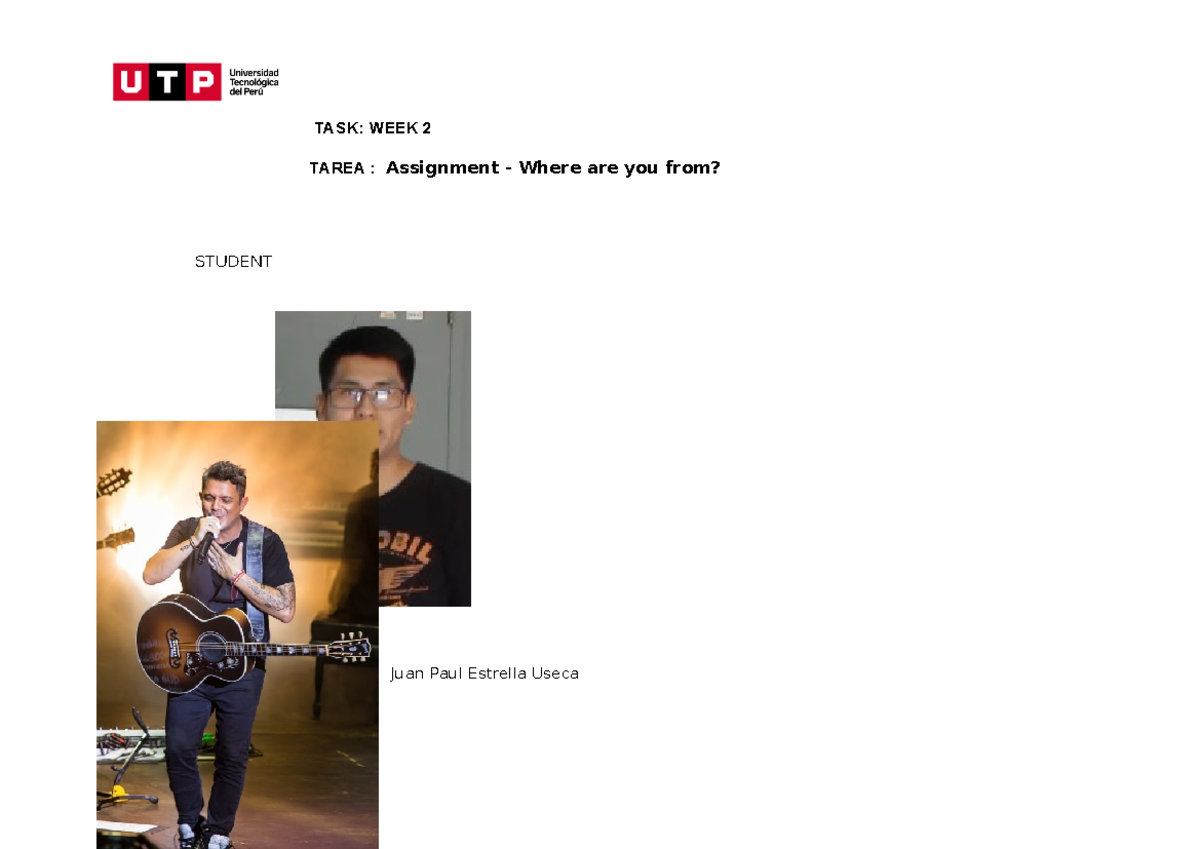 Describir UN Famoso Tarea 2 - ingles, tarea - TASK: WEEK 2 TAREA : Assignment - Where are you ...