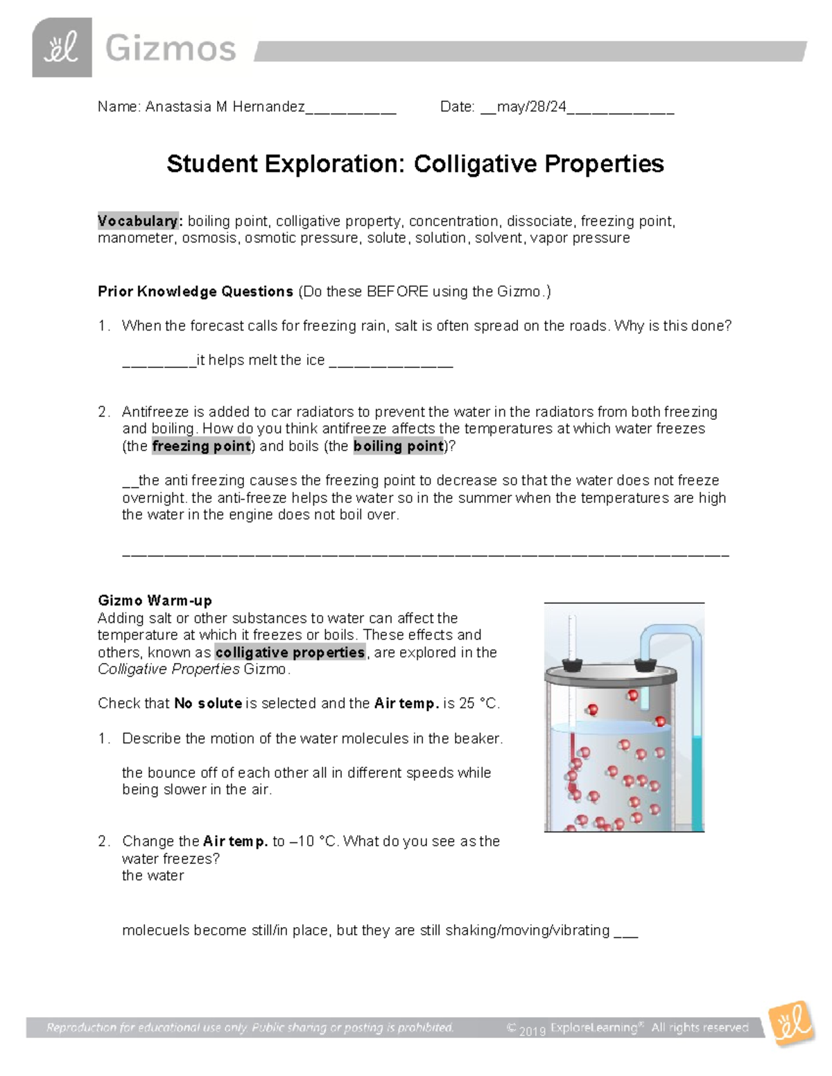 Colligative Properties - Name: Anastasia M Hernandez___________ Date ...