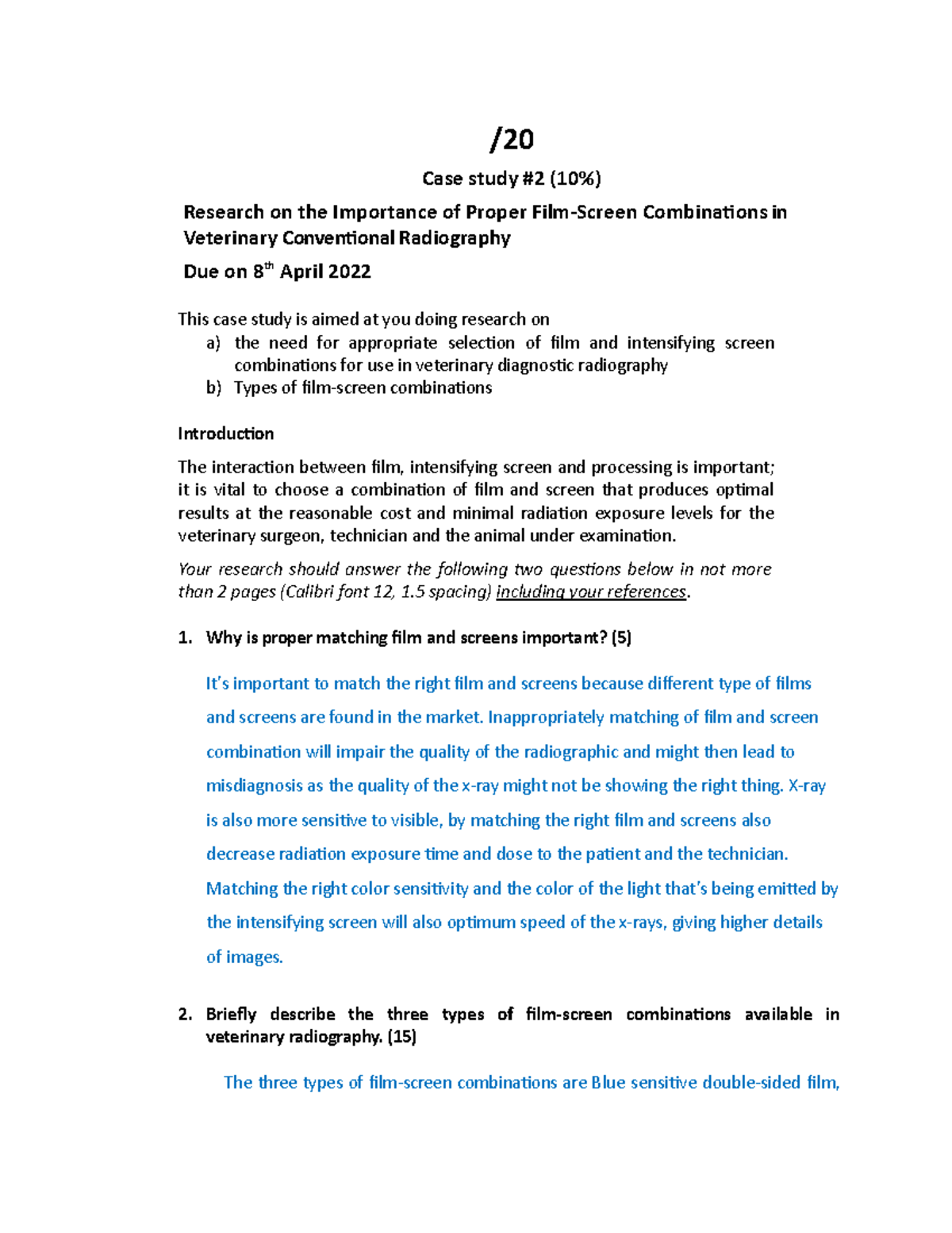 Case study #2 - / Case study #2 (10%) Research on the Importance of ...