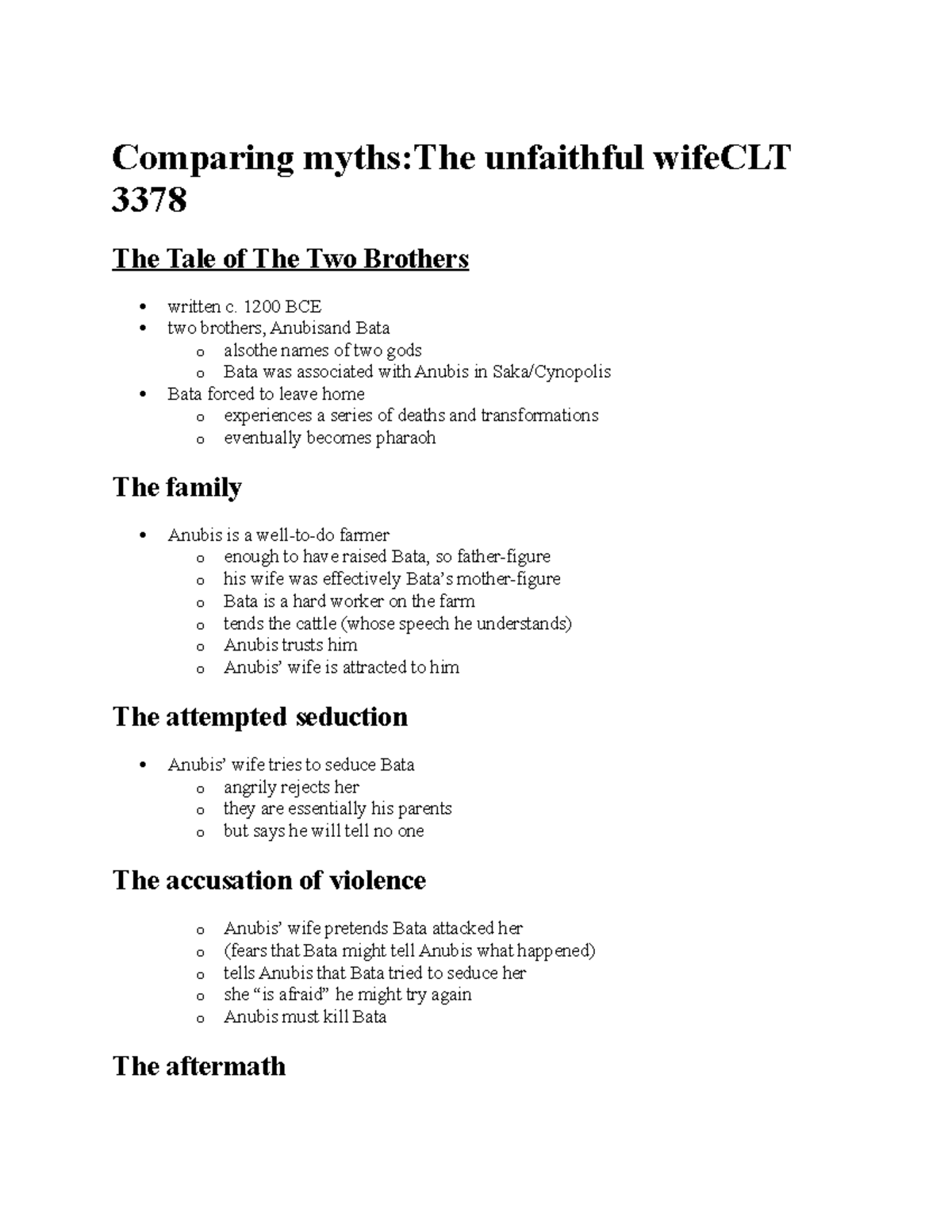 Comparing myths - Lecture notes - Comparing myths:The unfaithful ...