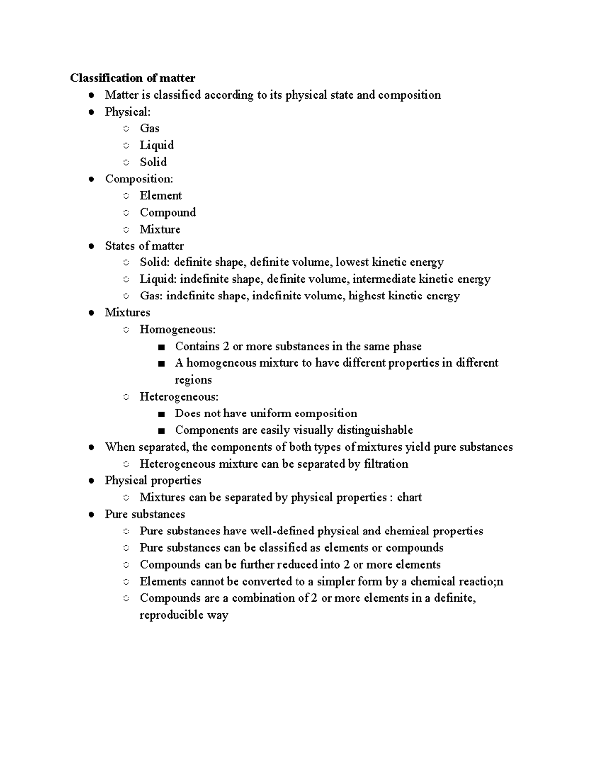 Classification of matter - Studocu