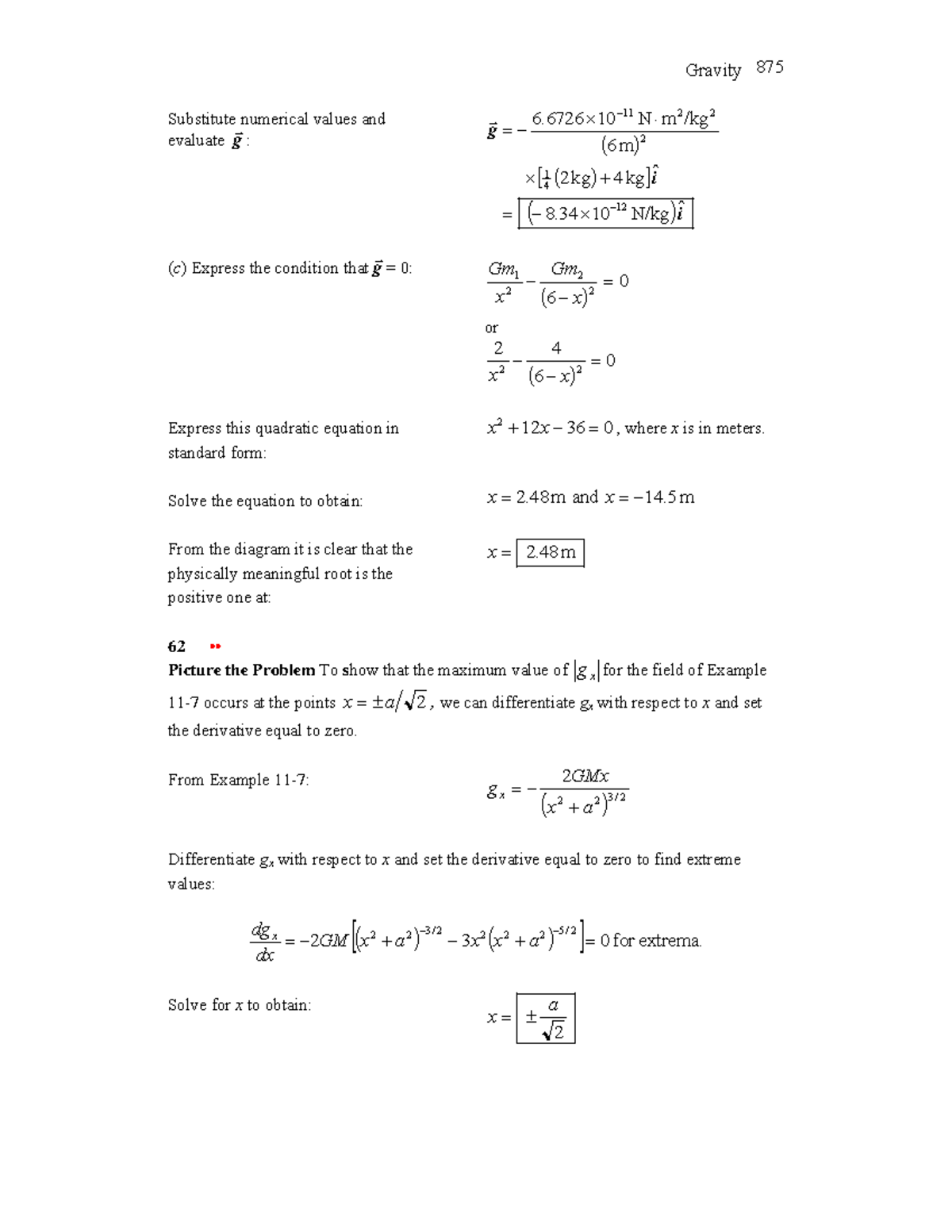 Physics Material - Gravity 875 Substitute numerical values and evaluate ...