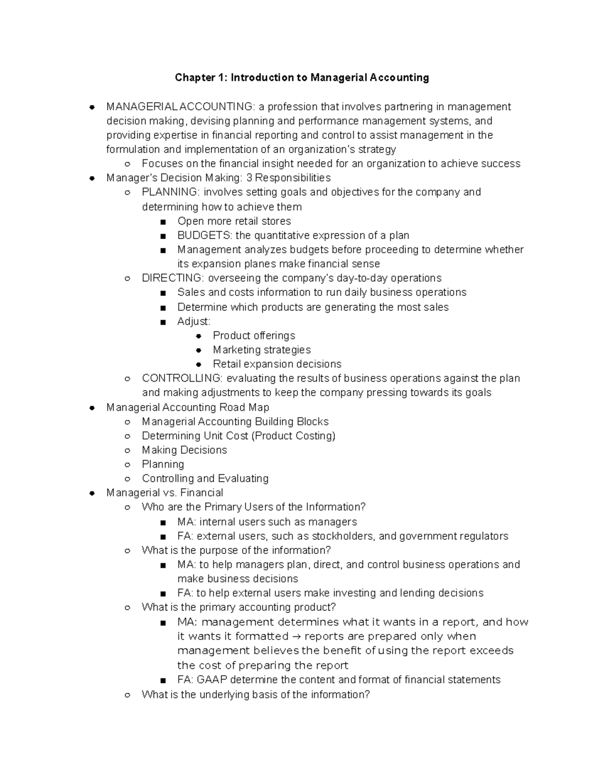 AC222 Notes - Chapter 1: Introduction to Managerial Accounting ...