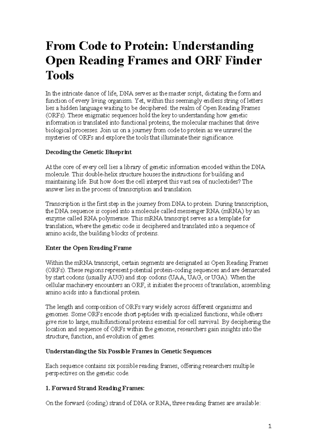 From Code to Protein - hola - From Code to Protein: Understanding Open ...