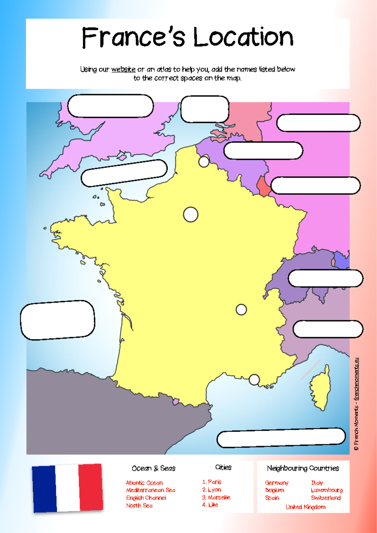 Grade 6 - French Lesson 0 Worksheets - © French Moments - frenchmoments ...