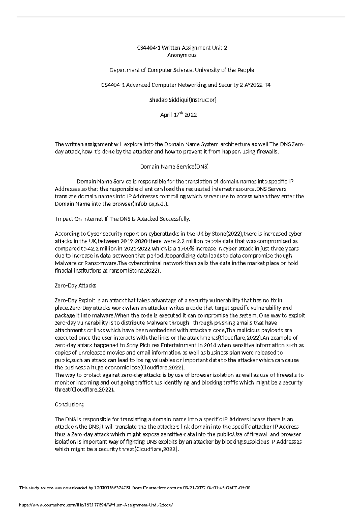 Written Assignment Unit 2 - University of the People CS4404-1 Advanced ...