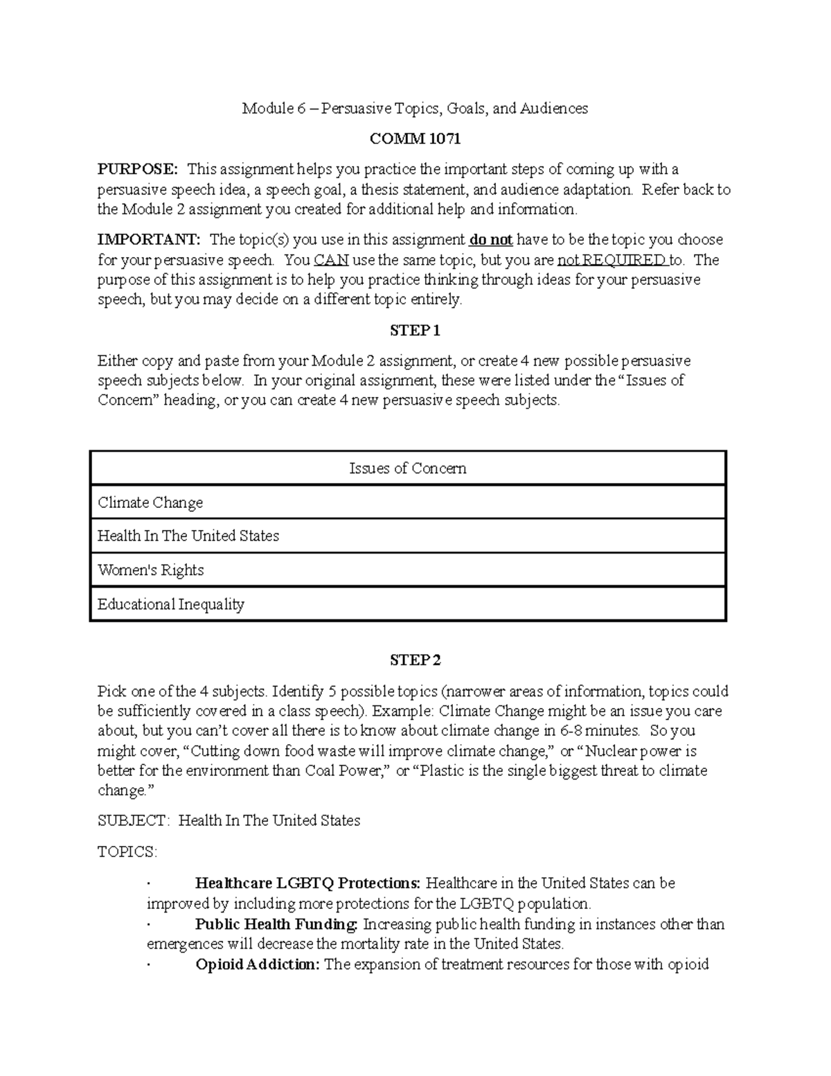 Module 6 – Persuasive Topics, Goals, and Audiences - Module 6 ...
