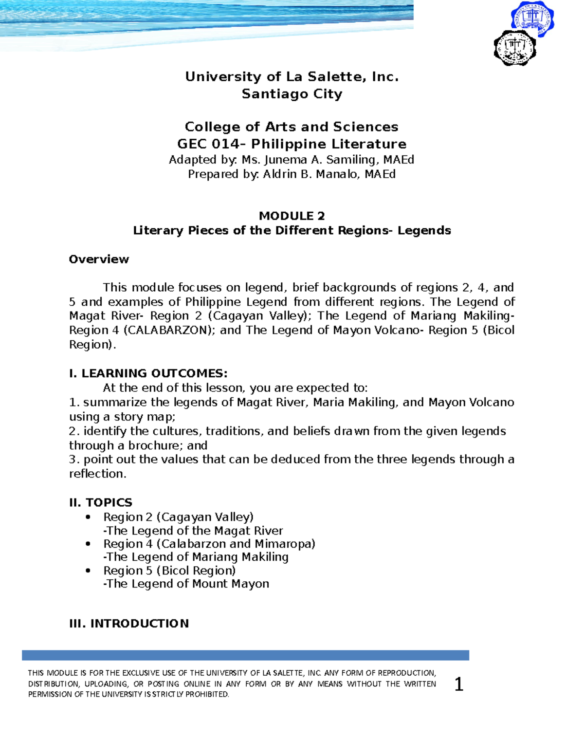 GEC-014-Phil-Lit-Module-2-Revised-1 - University of La Salette, Inc ...