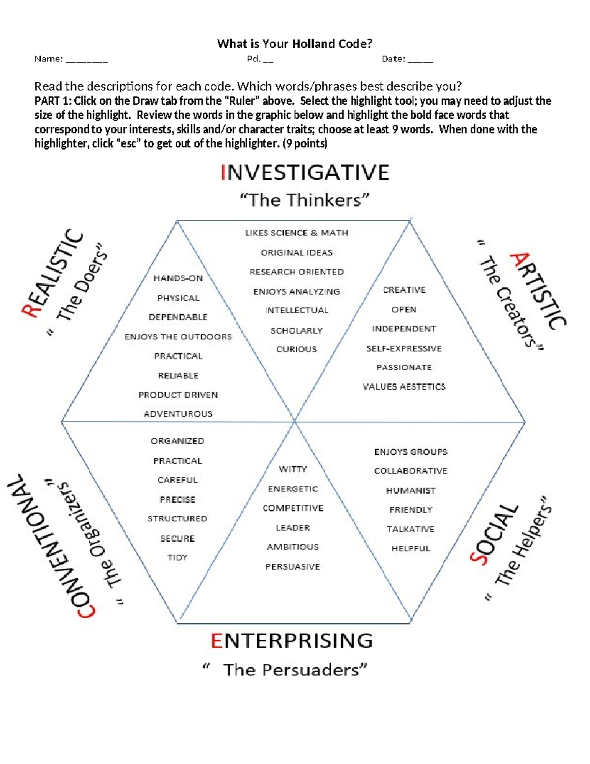 Work Personality Assessment Your Holland Code - What is Your Holland ...
