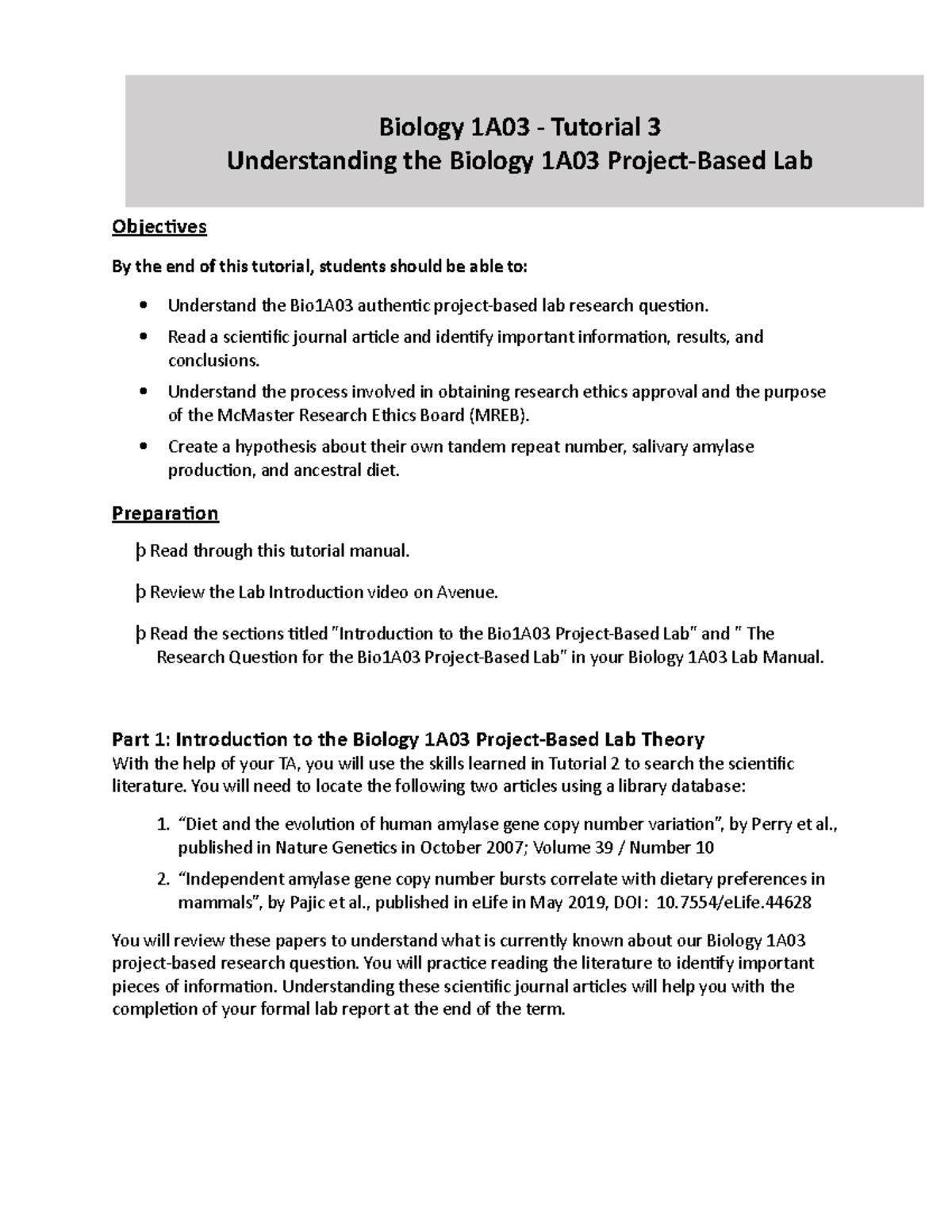 Tutorial 3 manual W2023 - Objectives By the end of this tutorial, students should be able to ...