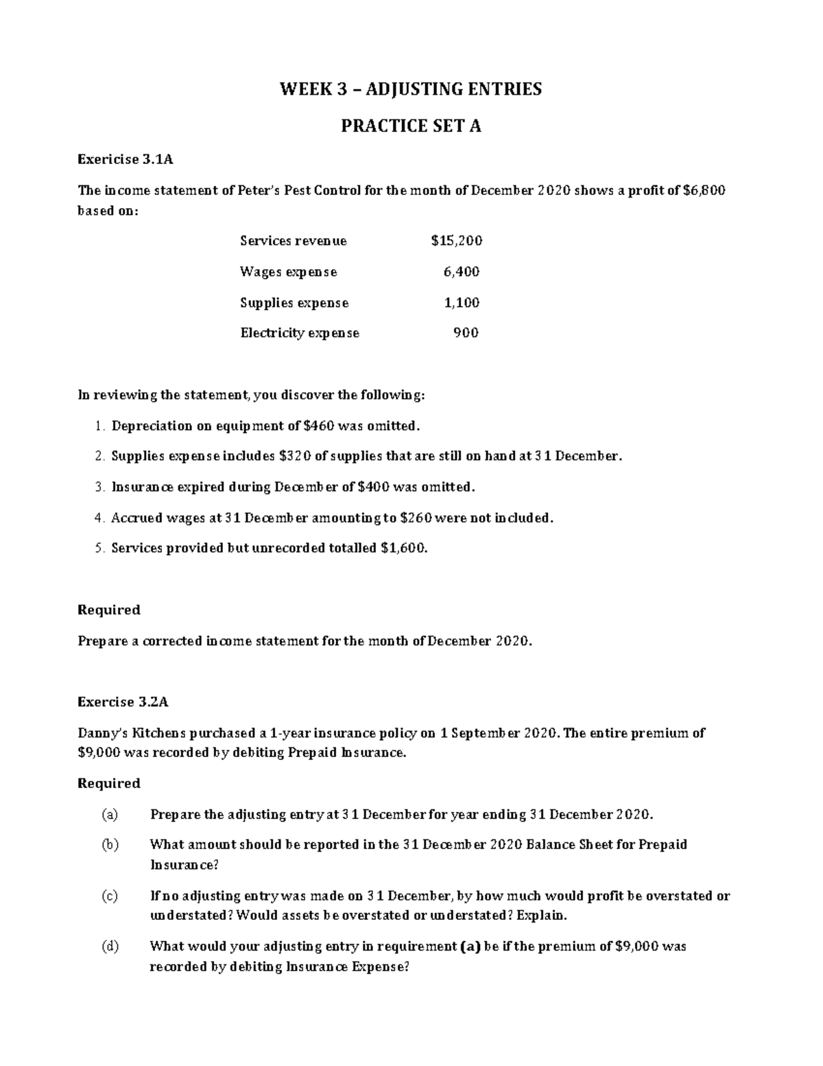 Practice Set A 1634767068 (1) - WEEK 3 – ADJUSTING ENTRIES PRACTICE SET ...