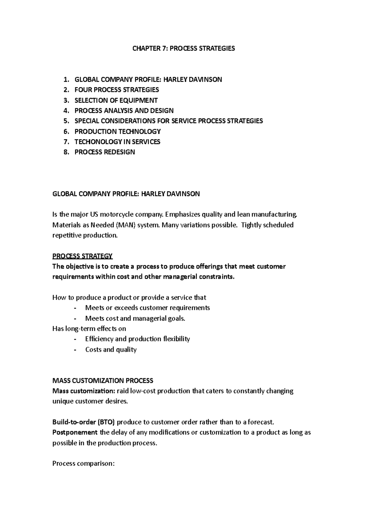 Process strategies chapter 7 - CHAPTER 7: PROCESS STRATEGIES 1. GLOBAL ...