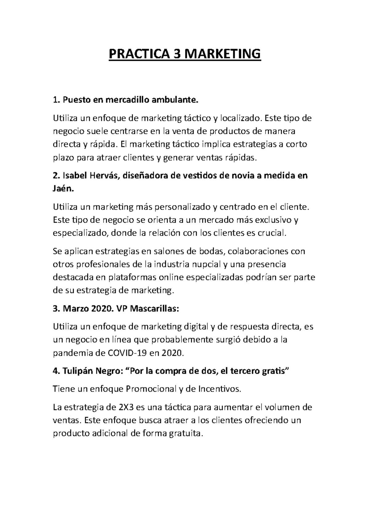 Practica 3 Fundamentos del Marketing - PRACTICA 3 MARKETING Puesto en ...