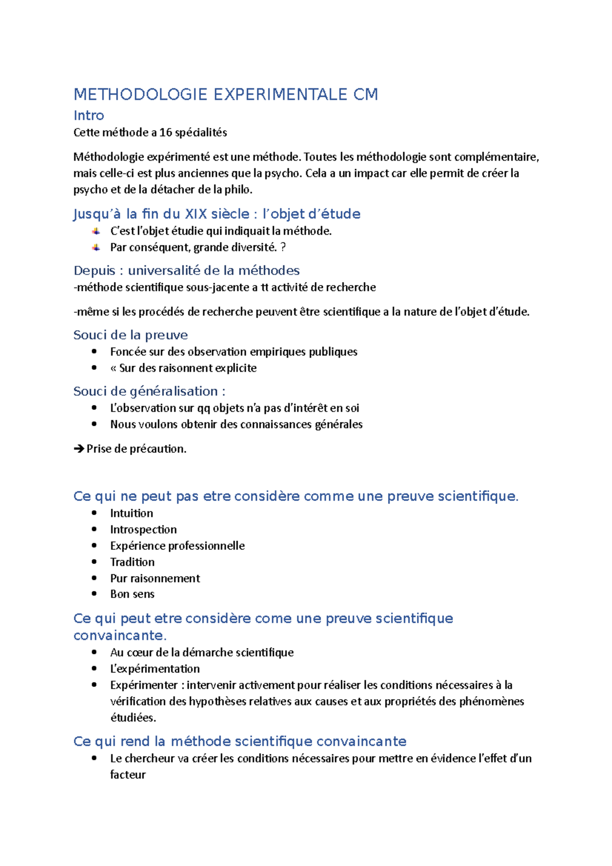 Methodologie Experimentale CM - METHODOLOGIE EXPERIMENTALE CM Intro ...