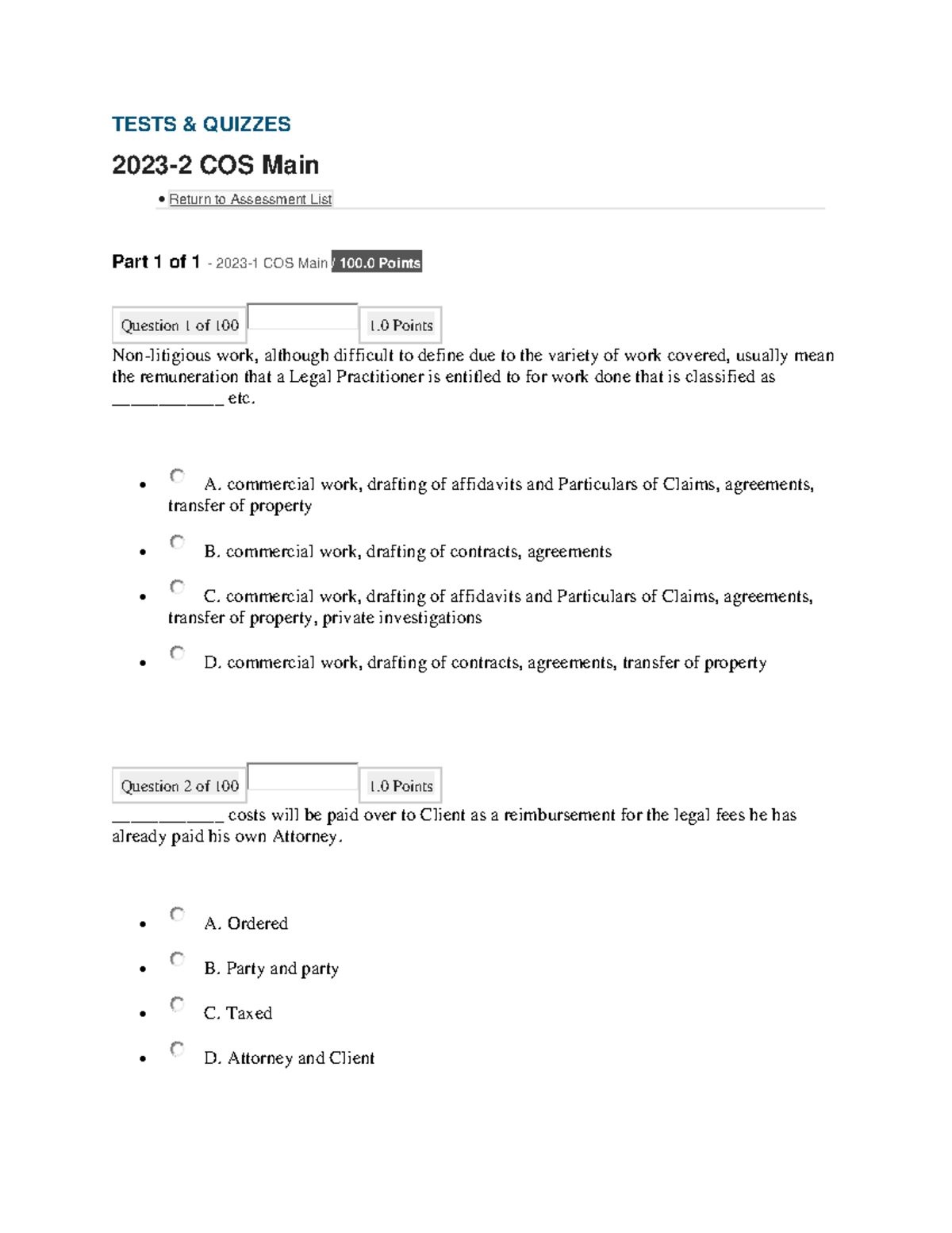 Cos main - NOTES - TESTS & QUIZZES 2023 - 2 COS Main Return to ...