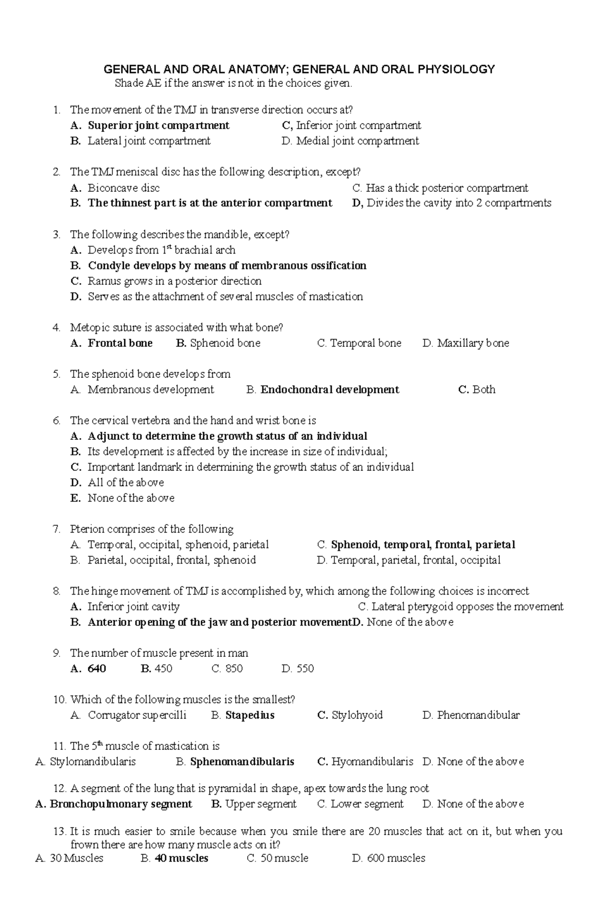 445529699 S1 Gen Oral Ana Phy docx - GENERAL AND ORAL ANATOMY; GENERAL ...