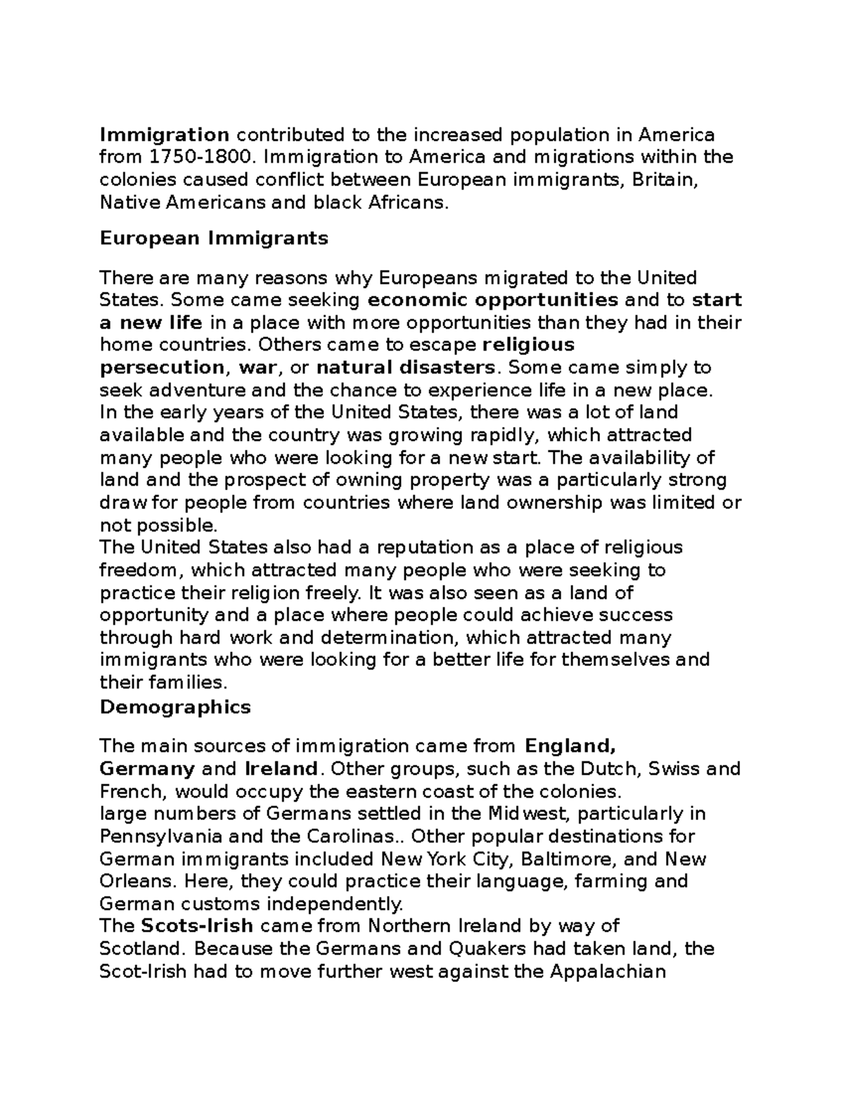 3.12 Movement in the Early Republic - Immigration contributed to the ...