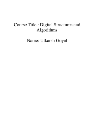 DSA LAB 1 - DSA LAB WORK - Data Structures and Algorithms Lab Design a program to employ a stack ...
