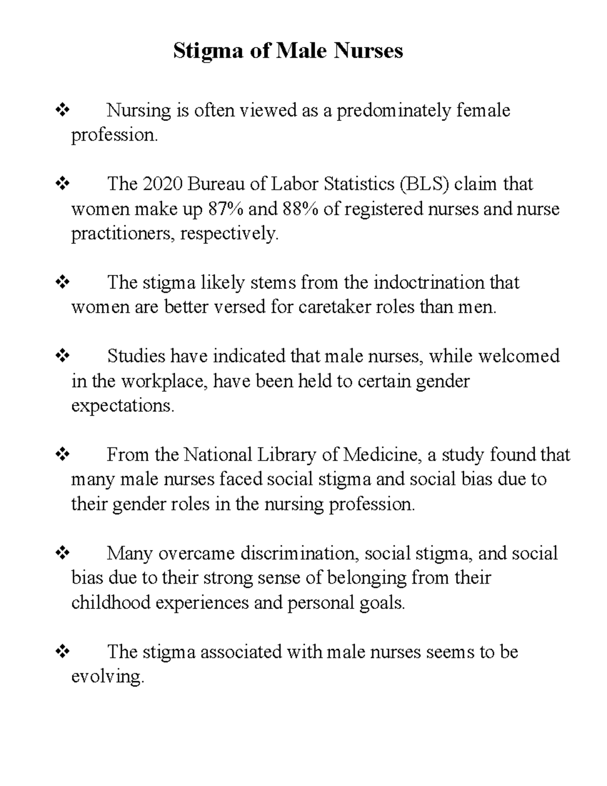 Stig - Stig - Stigma of Male Nurses Nursing is often viewed as a ...