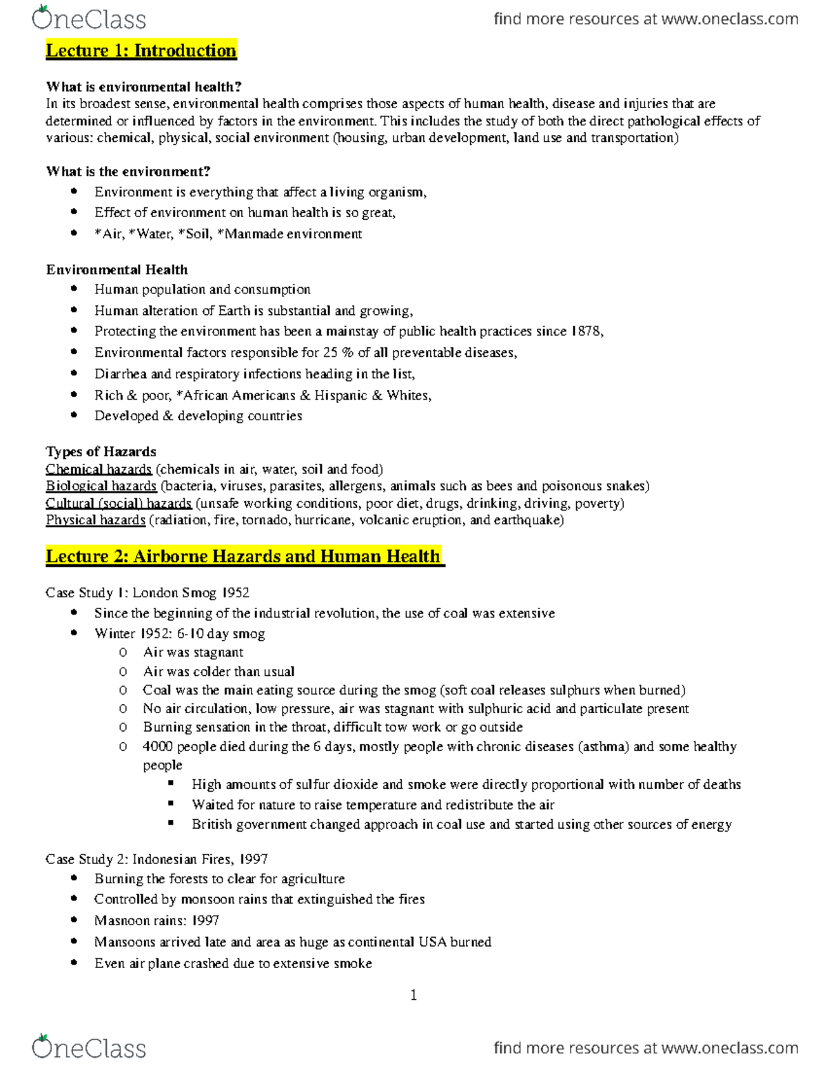 ONE-Class Midterm+Review+Notes+from+ONE+ Class - Lecture 1 ...