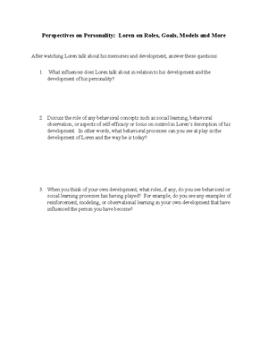 Lesson 8 Perspective 11 Self-Schema Exercise - Perspectives on ...