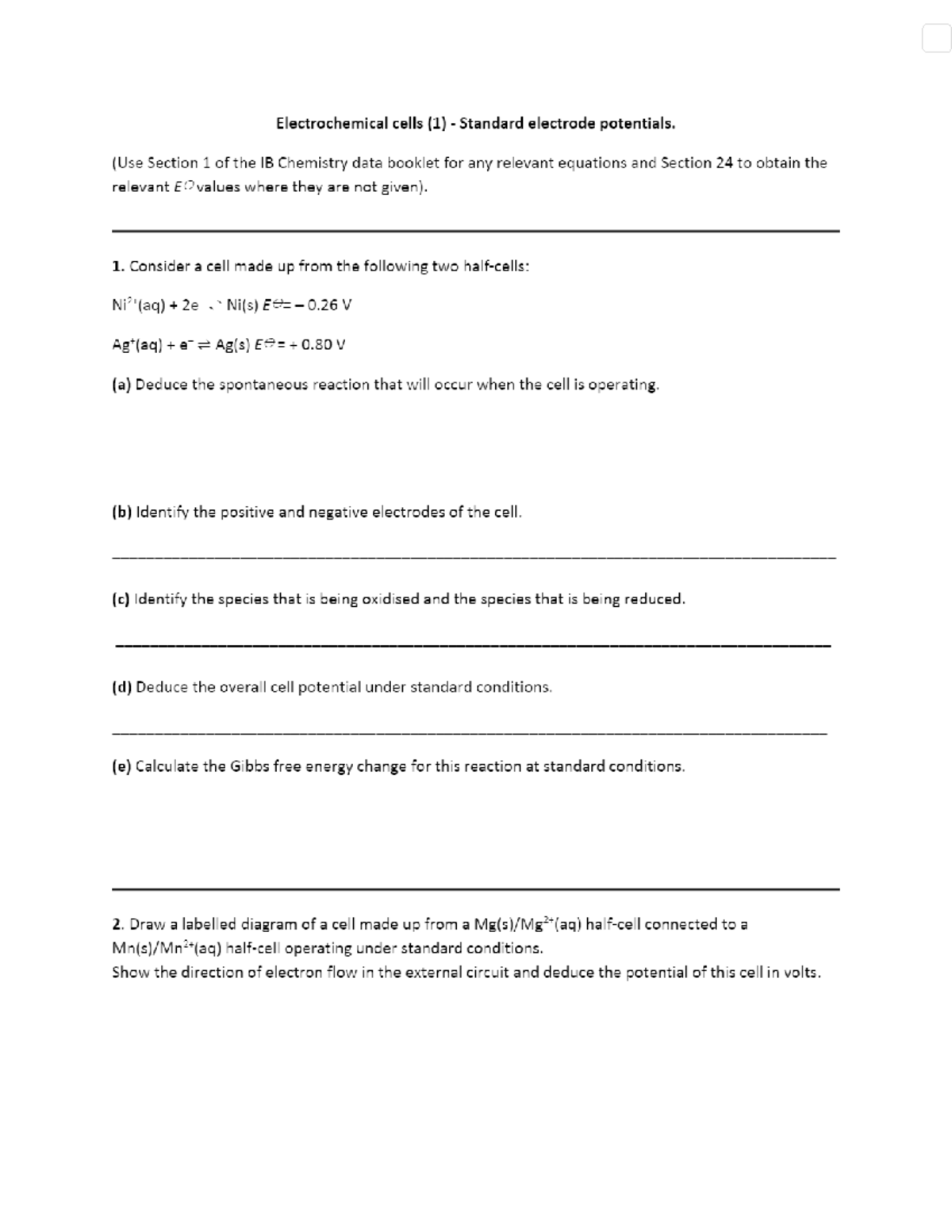 Electrochemical cells (1) -Standard electrode potentials - Chemical ...