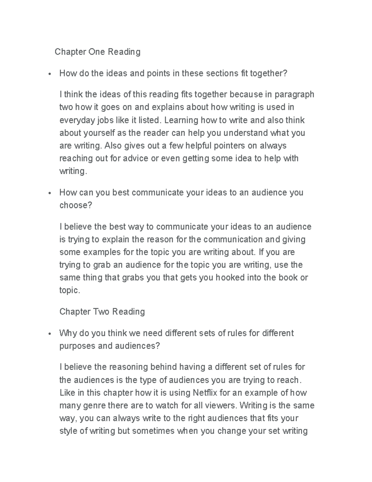 ENG Mod 1 - Mod 1 - Chapter One Reading How do the ideas and points in ...