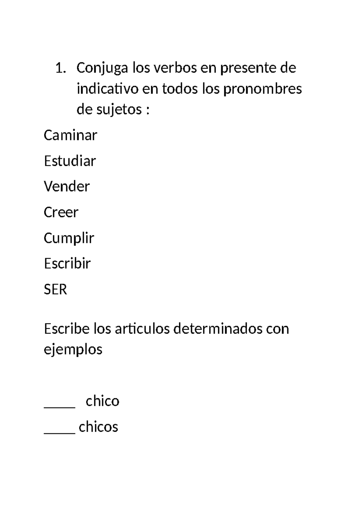 Revision unit test1 2024july - 1. Conjuga los verbos en presente de ...