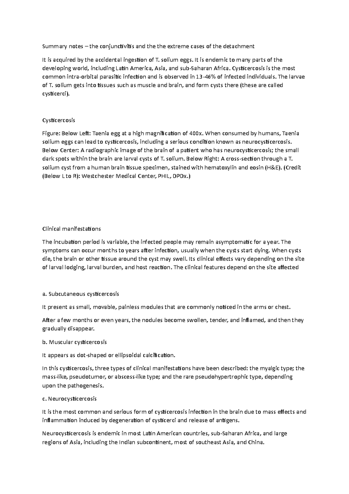 Summary notes – the conjunctivitis and the the extreme cases of the ...