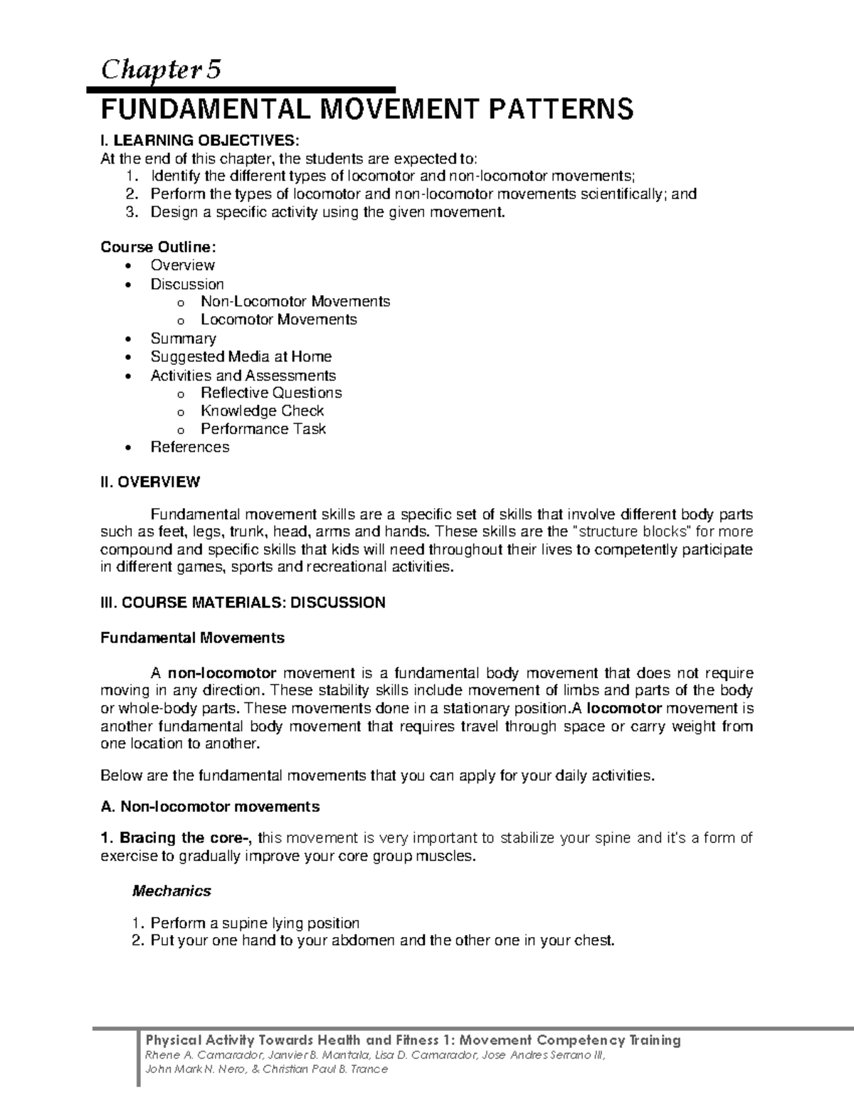 Chapter 5 Fundamental Movement Patterns - Physical Activity Towards ...