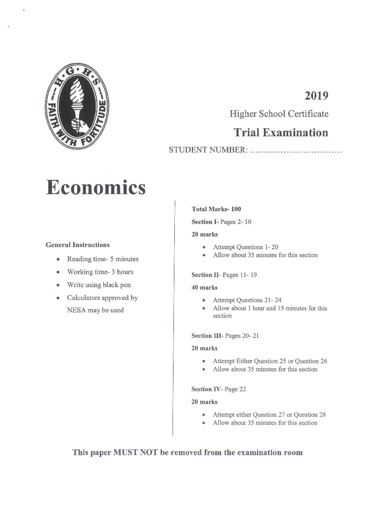 2019 HGHS Trial Examination - Studocu