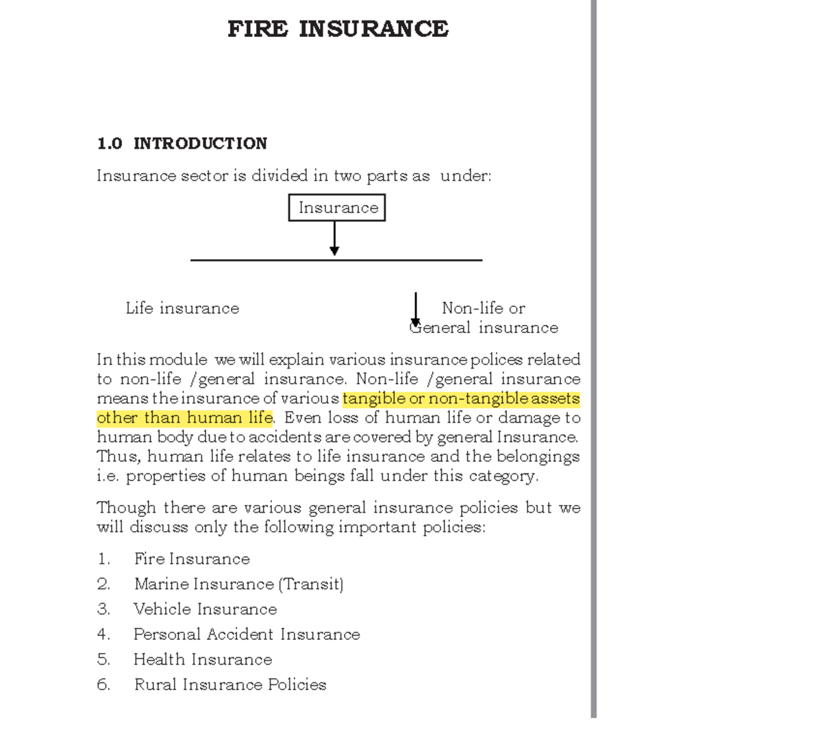 Unit 4 Fire Insurance - 1 INTRODUCTION Insurance sector is divided in ...