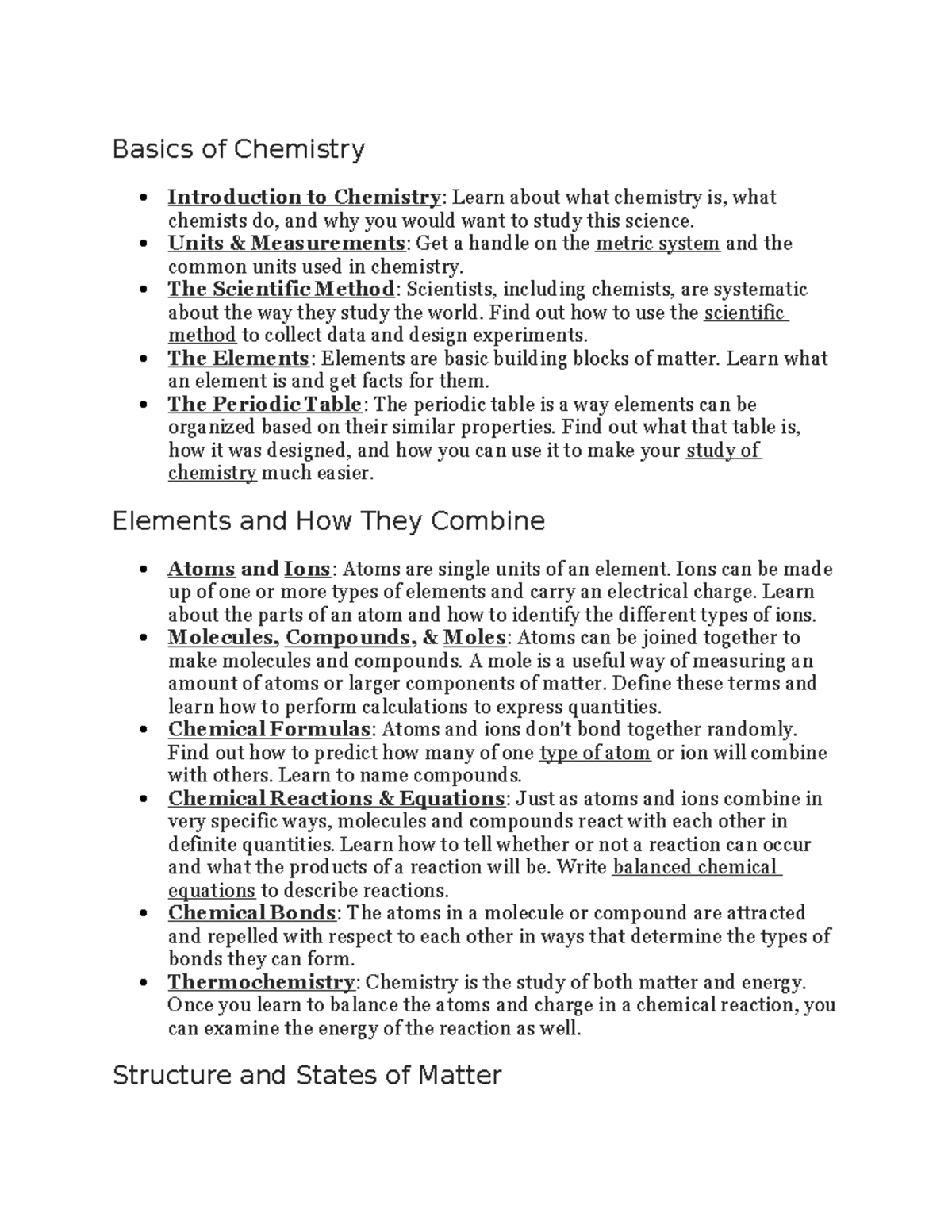 Basic chemistry - Basics of Chemistry Introduction to Chemistry: Learn ...